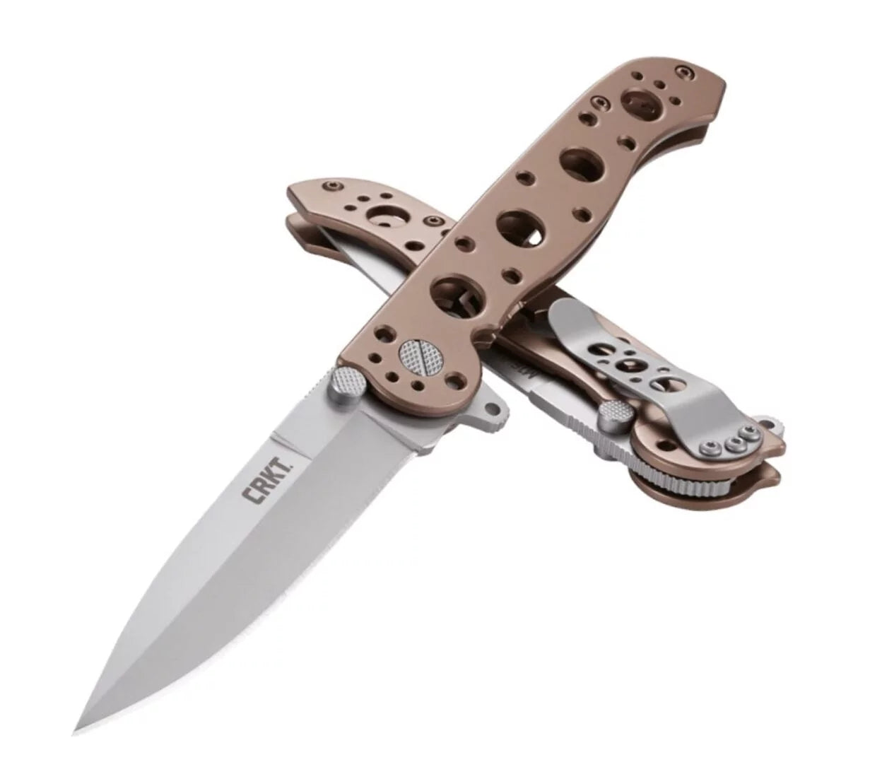 CRKT Carson Flipper Folding Knife, 12C27 Sandvik, Bronze Handle, CRKT ...