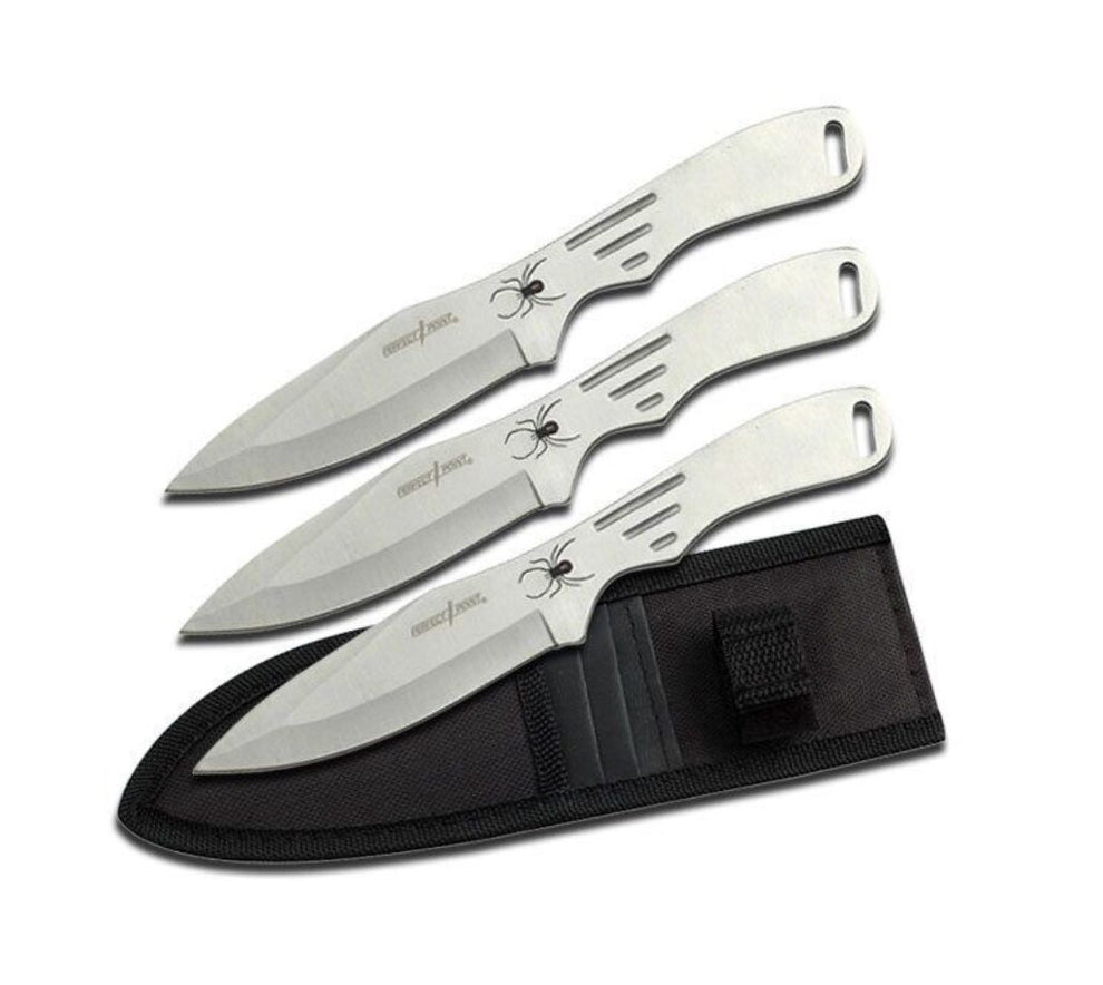 Perfect Point Throwing Knife set 8” Stainless Steel W/Spider – 18Plus ...
